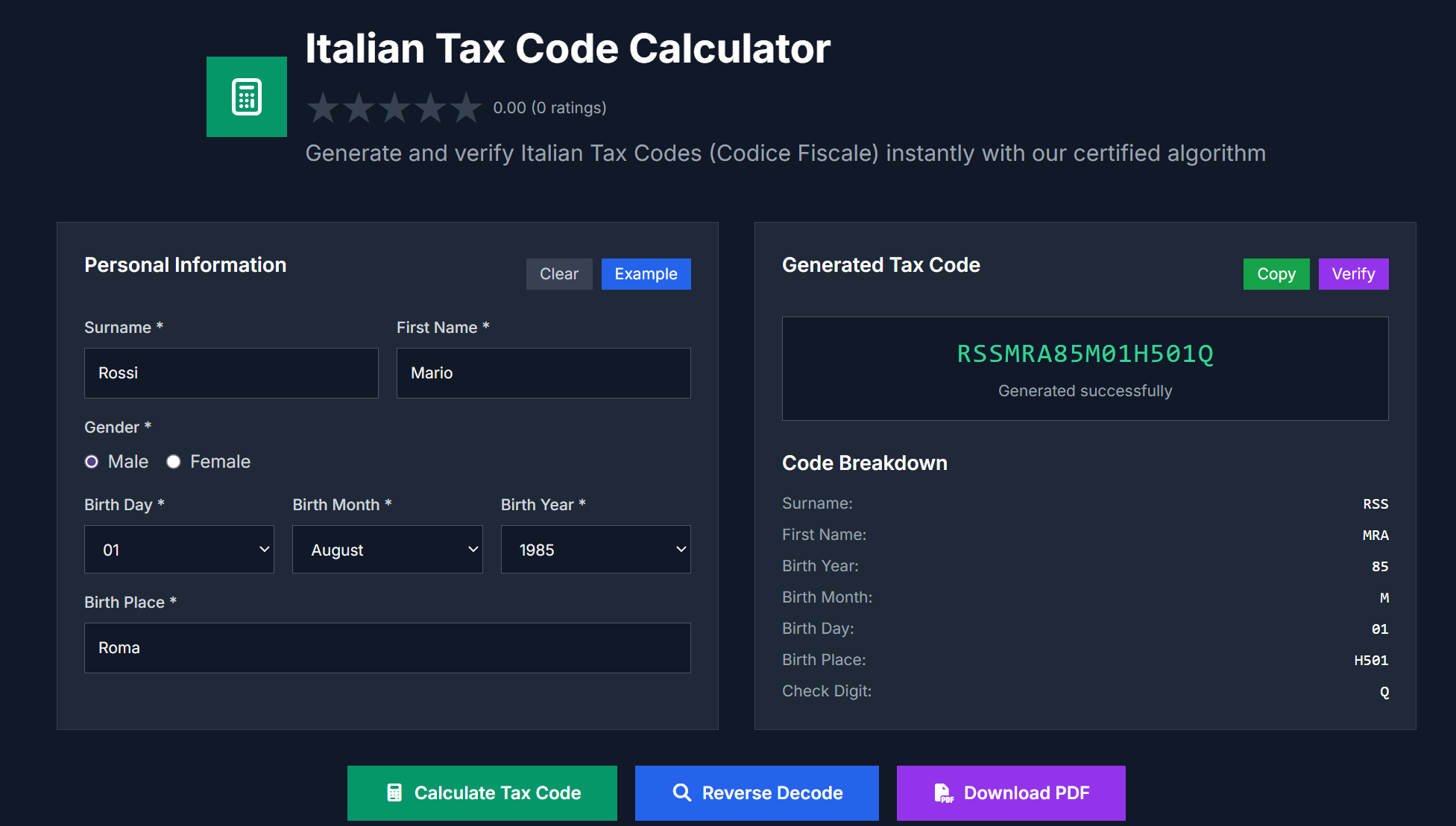 Italian Tax Code Calculator — Generate Your Codice Fiscale Instantly ...
